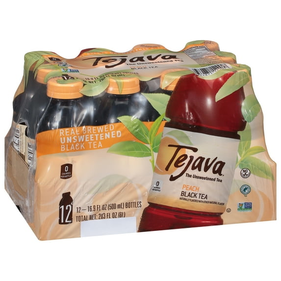 Tejava Peach Black Tea, Non-GMO, Rainforest Alliance-Certified, 12 Bottles of 500mL - Walmart.com