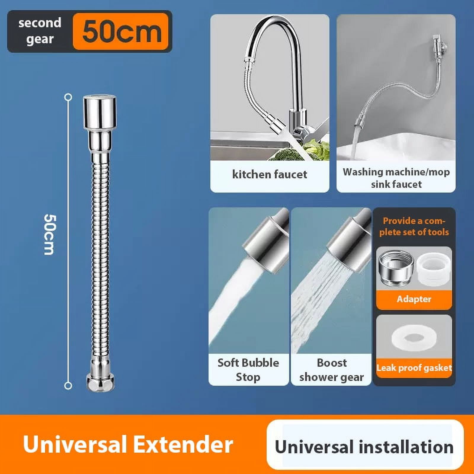 12-50Cm Kitchen Faucet Extension Extender 2 Modes Stainless Steel ...