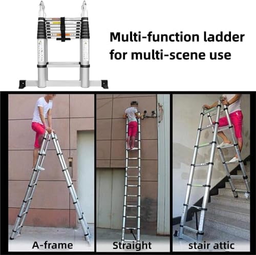 12.5FT Aluminum Telescopic A-Frame Extension Ladder 2-in-1 Portable ...