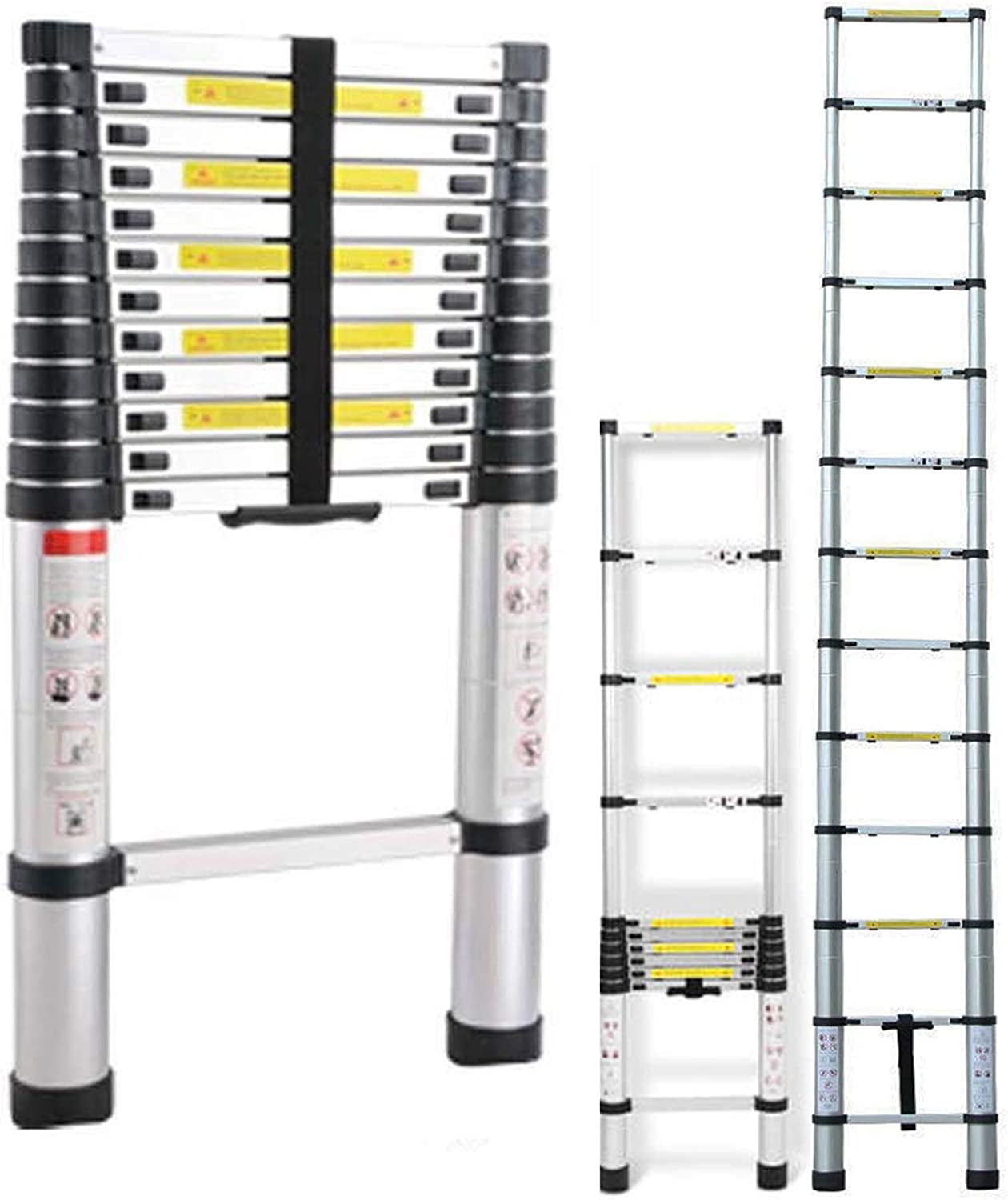 12.5FT Extension Ladder Telescoping 150kg Capacity Aluminum Straight ...