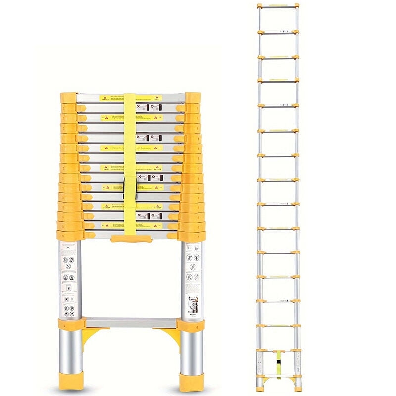 Boweiti 12.5 ft., foldable aluminum telescopic ladder, 330 lb capacity ...