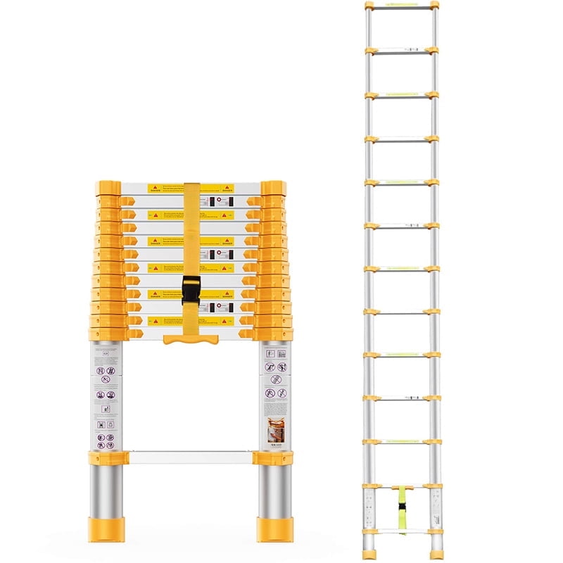 12.5FT Telescoping Extension Ladder, Extension Ladder Foldable Aluminum ...