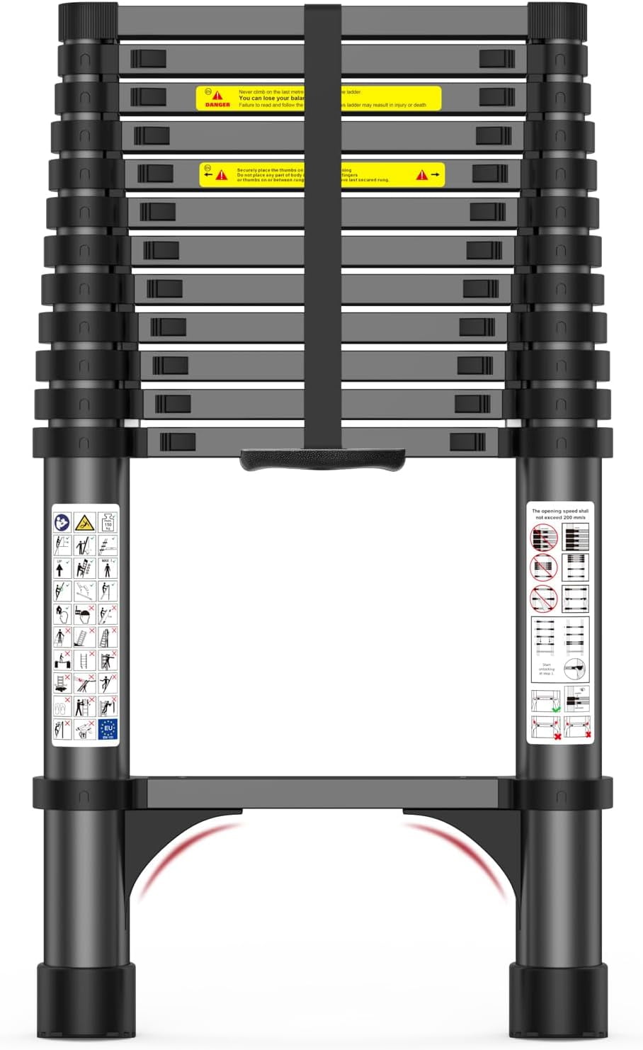 12.5FT Telescoping Ladder, 330lb Capacity Heavy-Duty Extension Ladder ...