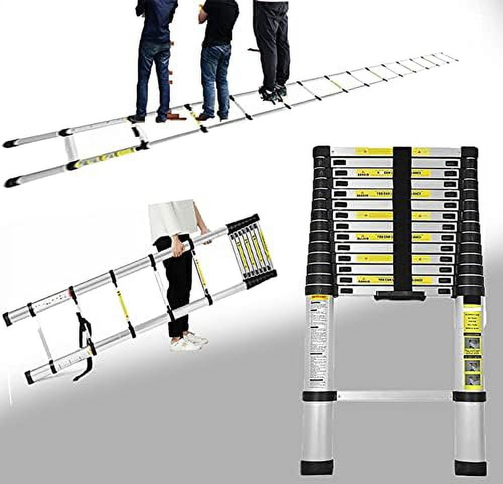 12.5FT Telescoping Ladder, Aluminum Compact Ladder with Independent ...