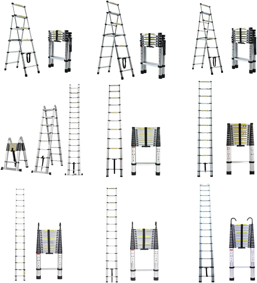 12.5FT Telescoping Ladder, Aluminum Telescopic Extension Ladder Folding ...