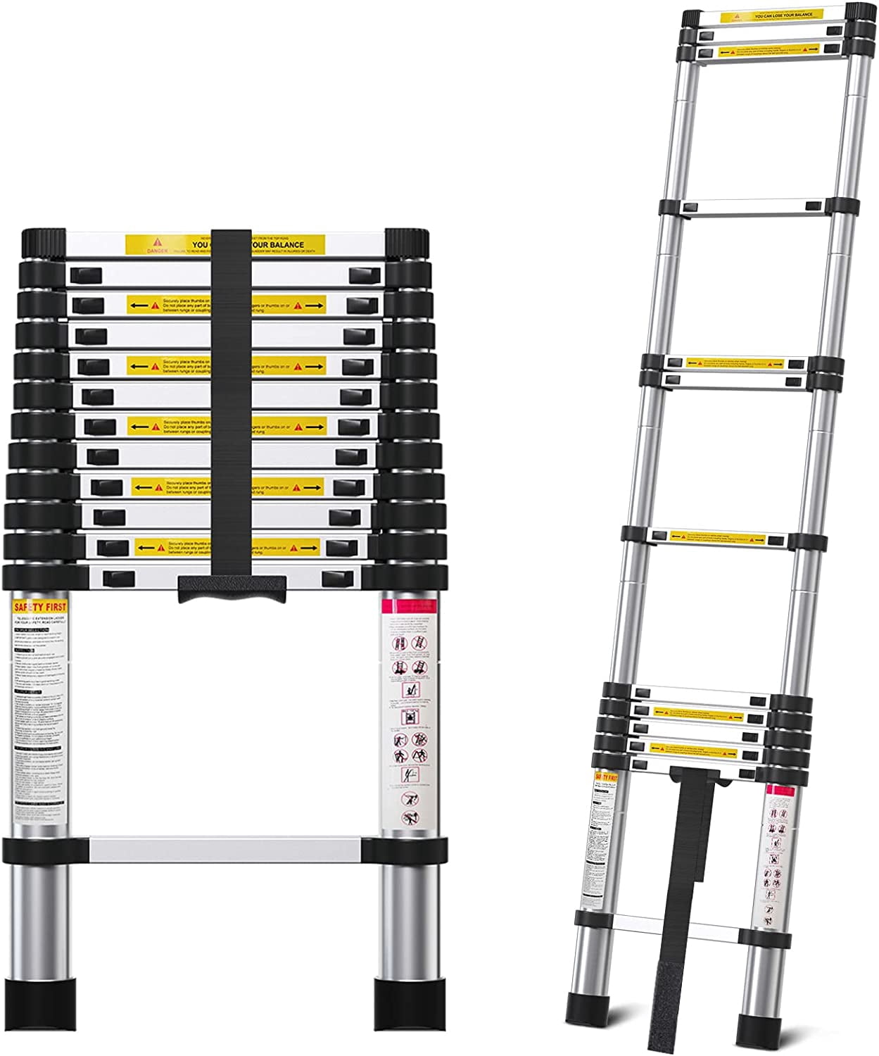 12.5FT Telescoping Ladder- Multi-Purpose Aluminum Extension Ladder ...