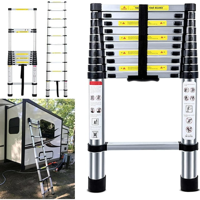 12.5FT Telescoping Ladders Extending Steps Aluminum 330LB Max Capacity ...