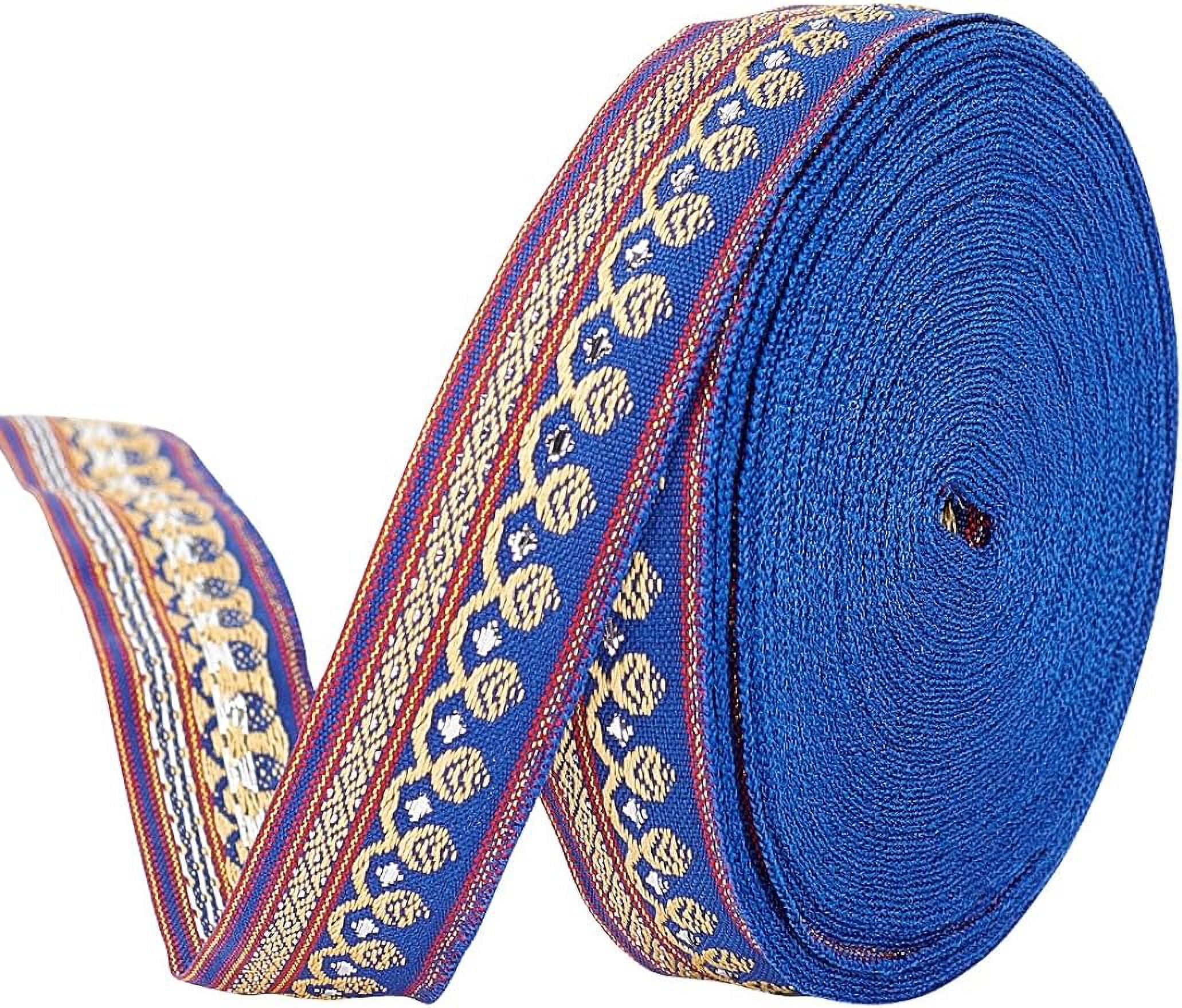 12.5Yard 20mm Wide Embroidered Woven Ribbon Marine Blue Polyester ...