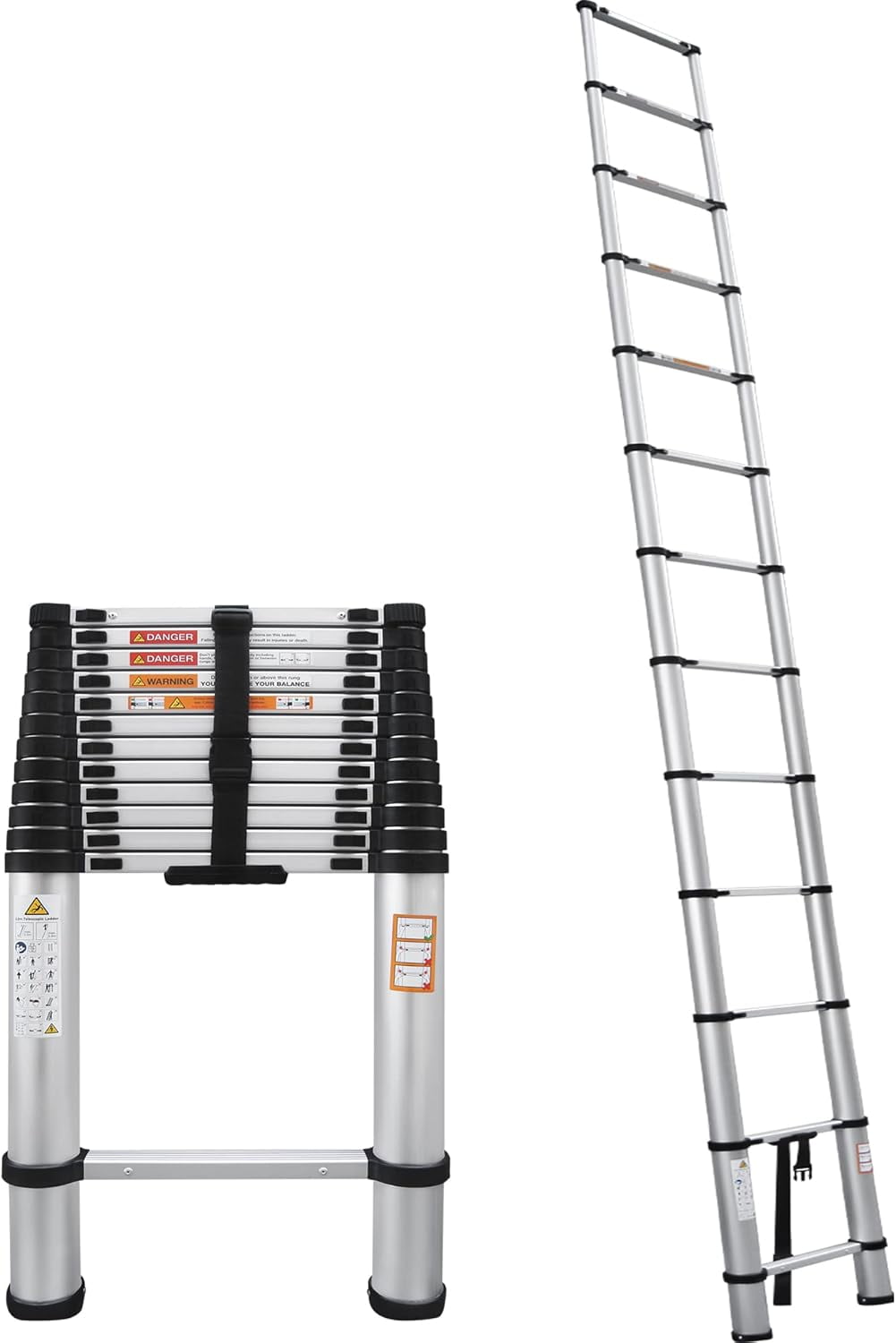 12.5ft Aluminum Telescoping Ladder, Extension Folding Ladder ...