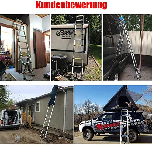 12.5ft Aluminum Telescoping Ladder Folding Extension Step Multi Purpose ...