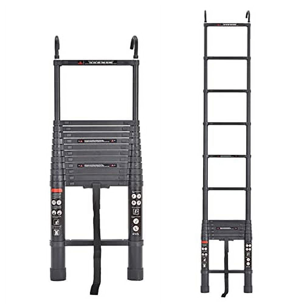 12.5ft Step Ladder Aluminum Telescoping Ladder with Detachable Roof ...