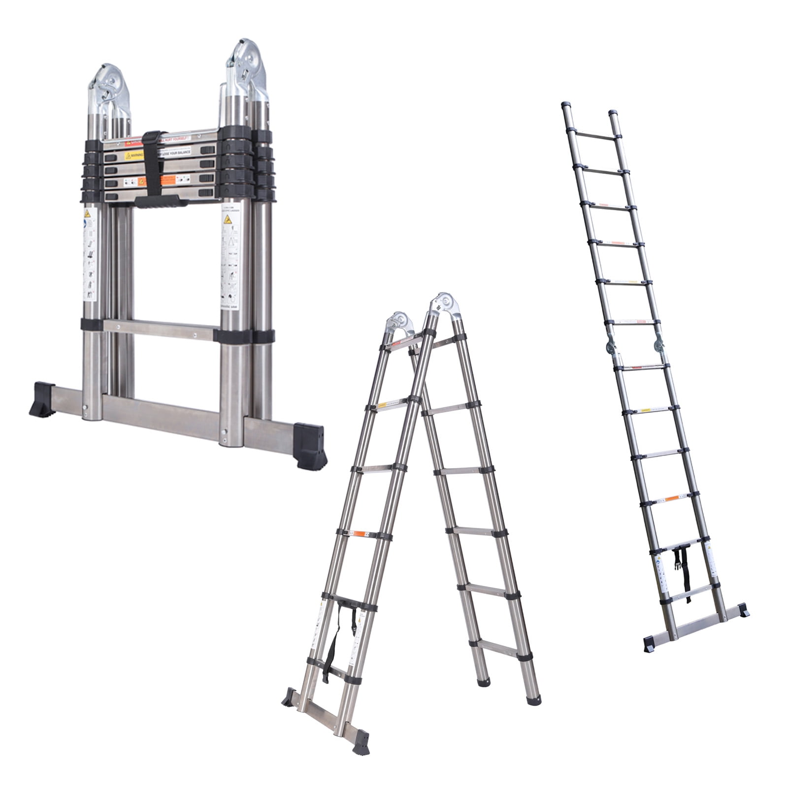 12.5ft Telescoping Ladder A-Frame Extension Ladder, Heavy Duty ...