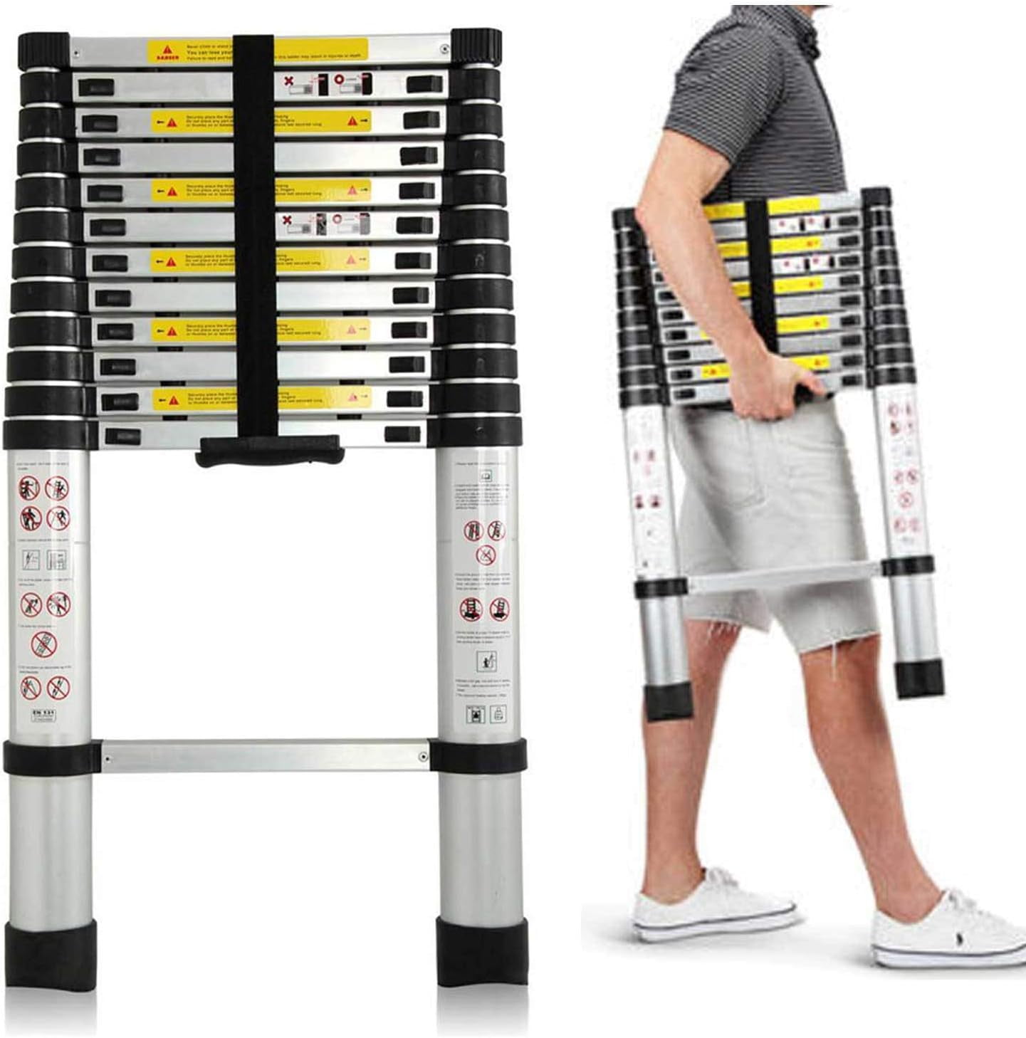 12.5ft Telescoping Ladder Climb Home Builders Attic Loft Work Place ...