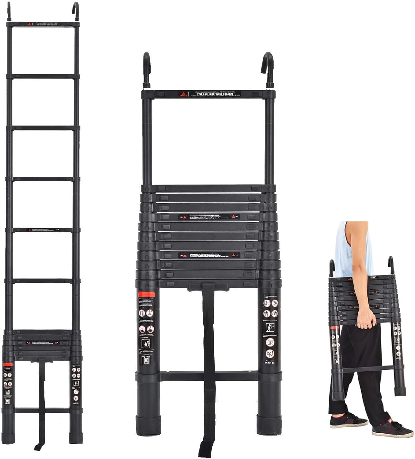 Telescoping Ladder Adjustable Height Ladder A Frame Telescopic Ladder 3 ...