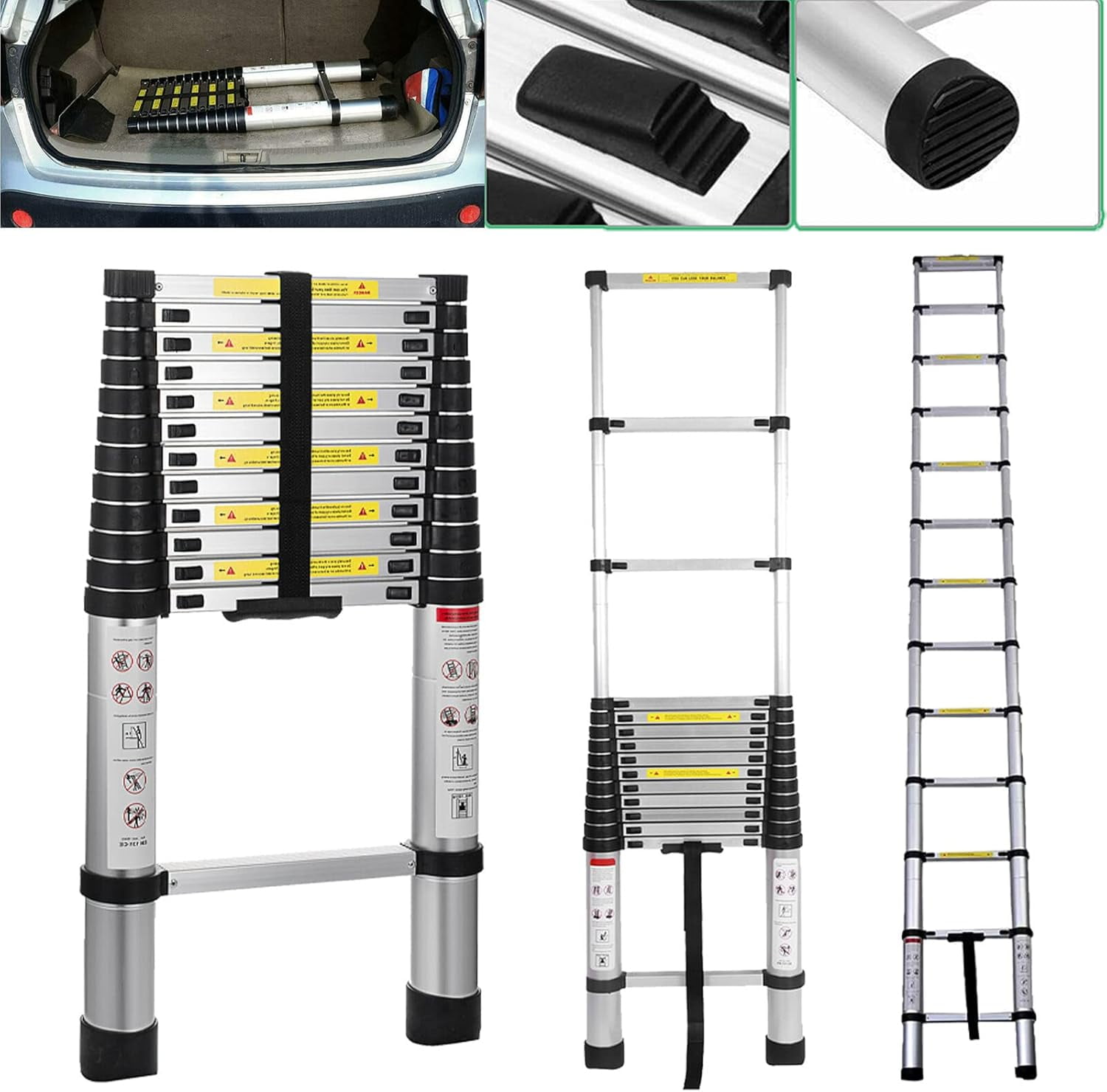 12.5ft Telescoping LadderCollapsible Extension Ladder RV Attic Ladder ...