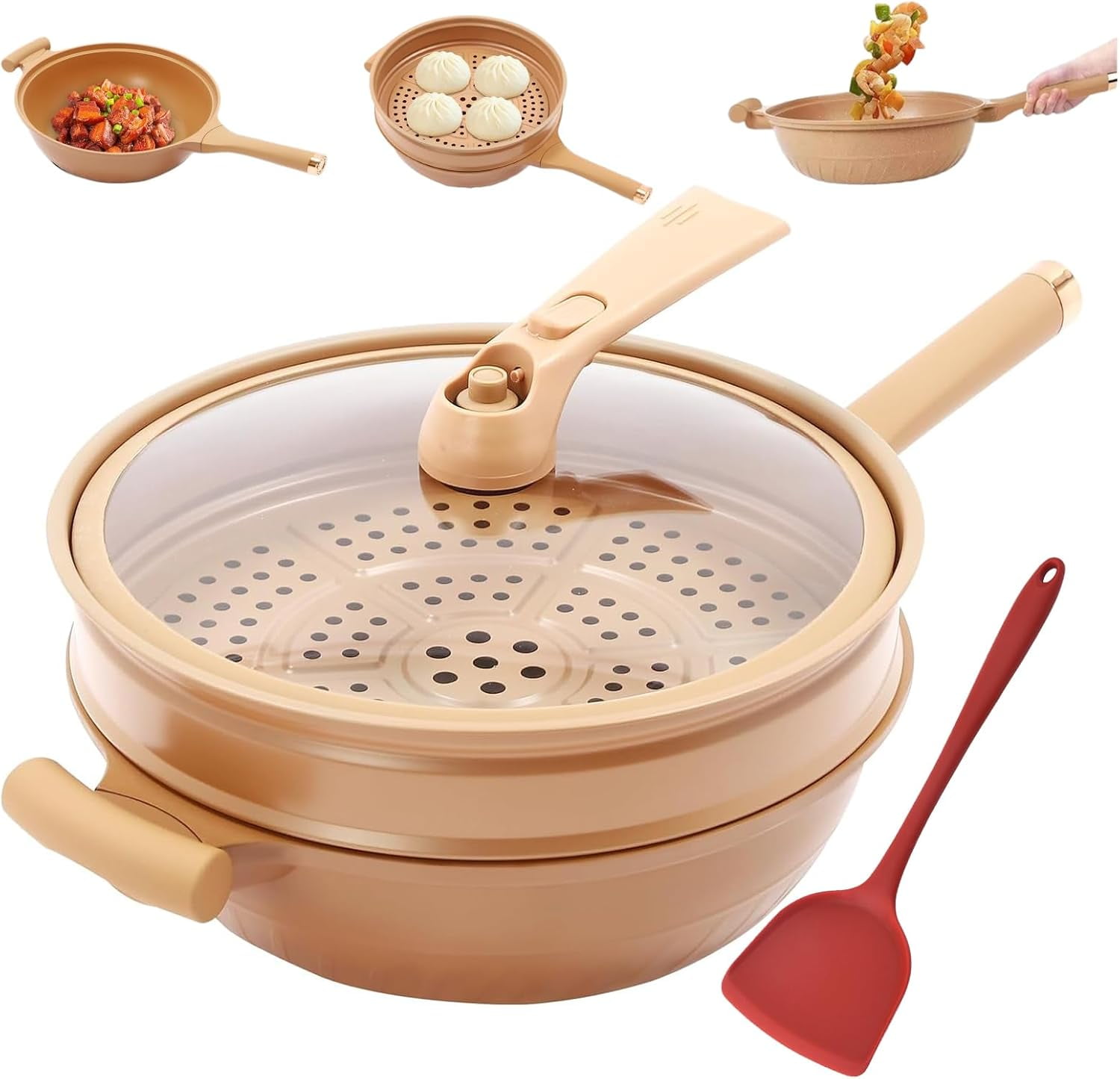 12.5in Titanium Micro-Pressure Clay Non-Stick Health Cooker with ...