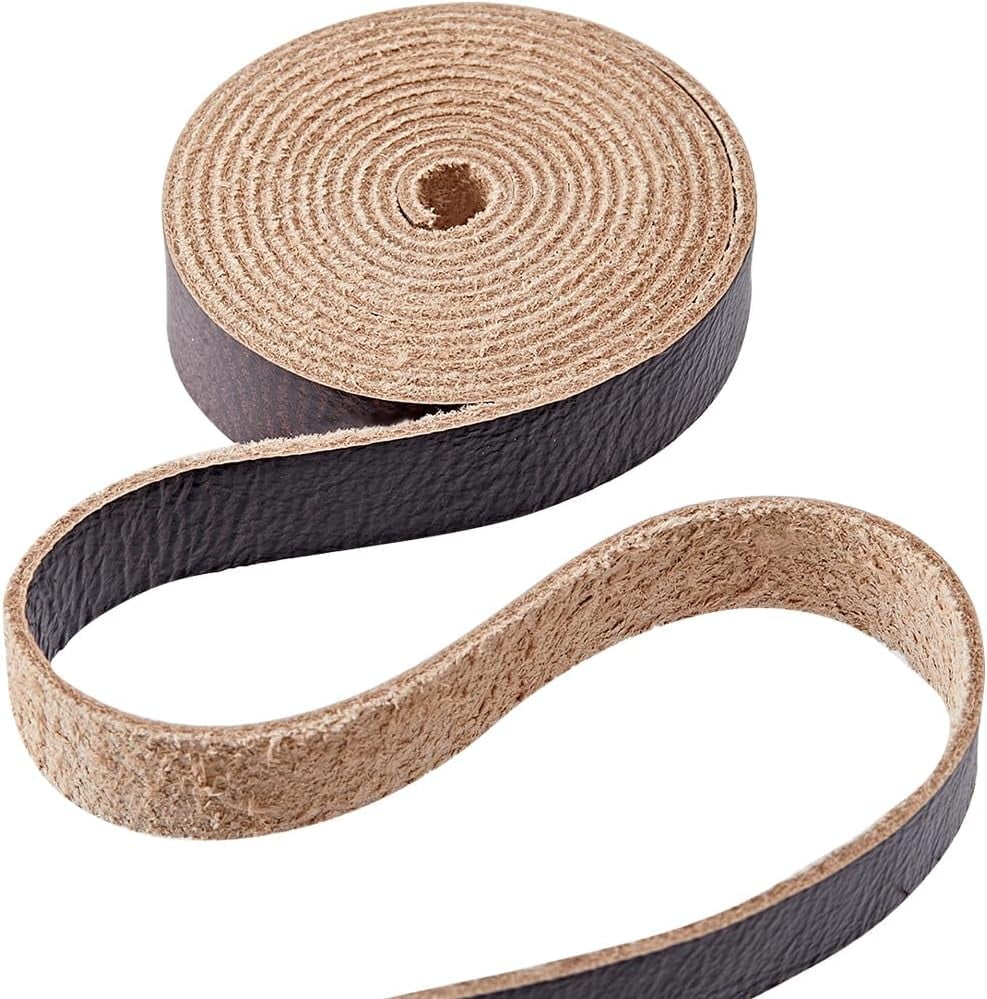 12.5mm x 1.6m Genuine Leather Strips Glossy Cowhide Leather Strap ...