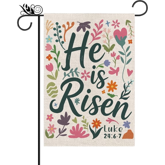 12.5x18 Burlap Religious Easter Yard Flag He Is Risen Christian Jesus ...