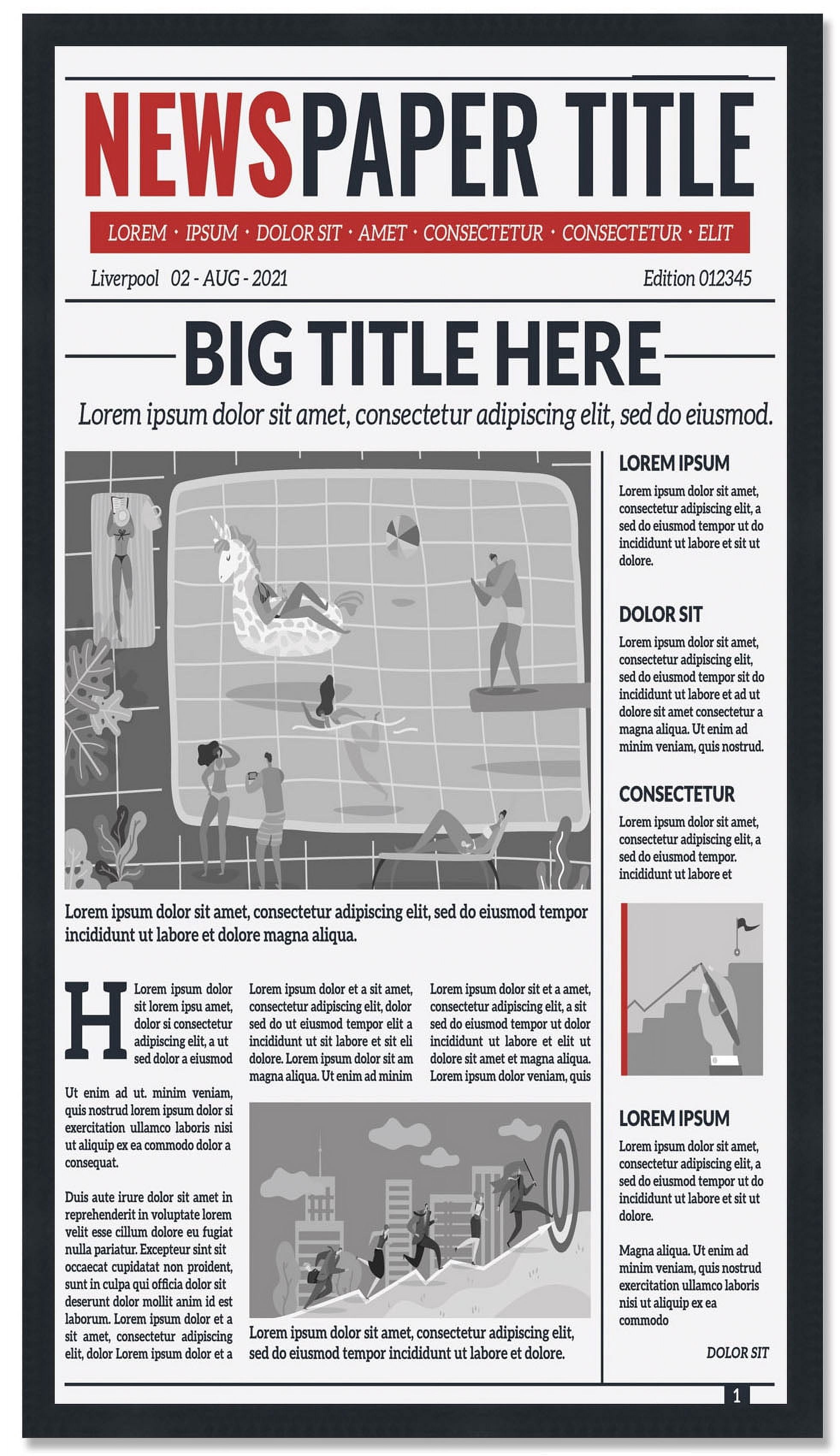 12.5x22 Newspaper Frame Solid Wood - Matte Black Finish - Matches Any ...