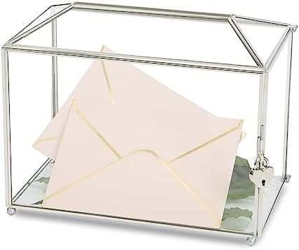 12.6" Glass Card Box Wedding Card Box with Lock for Wedding Reception ...