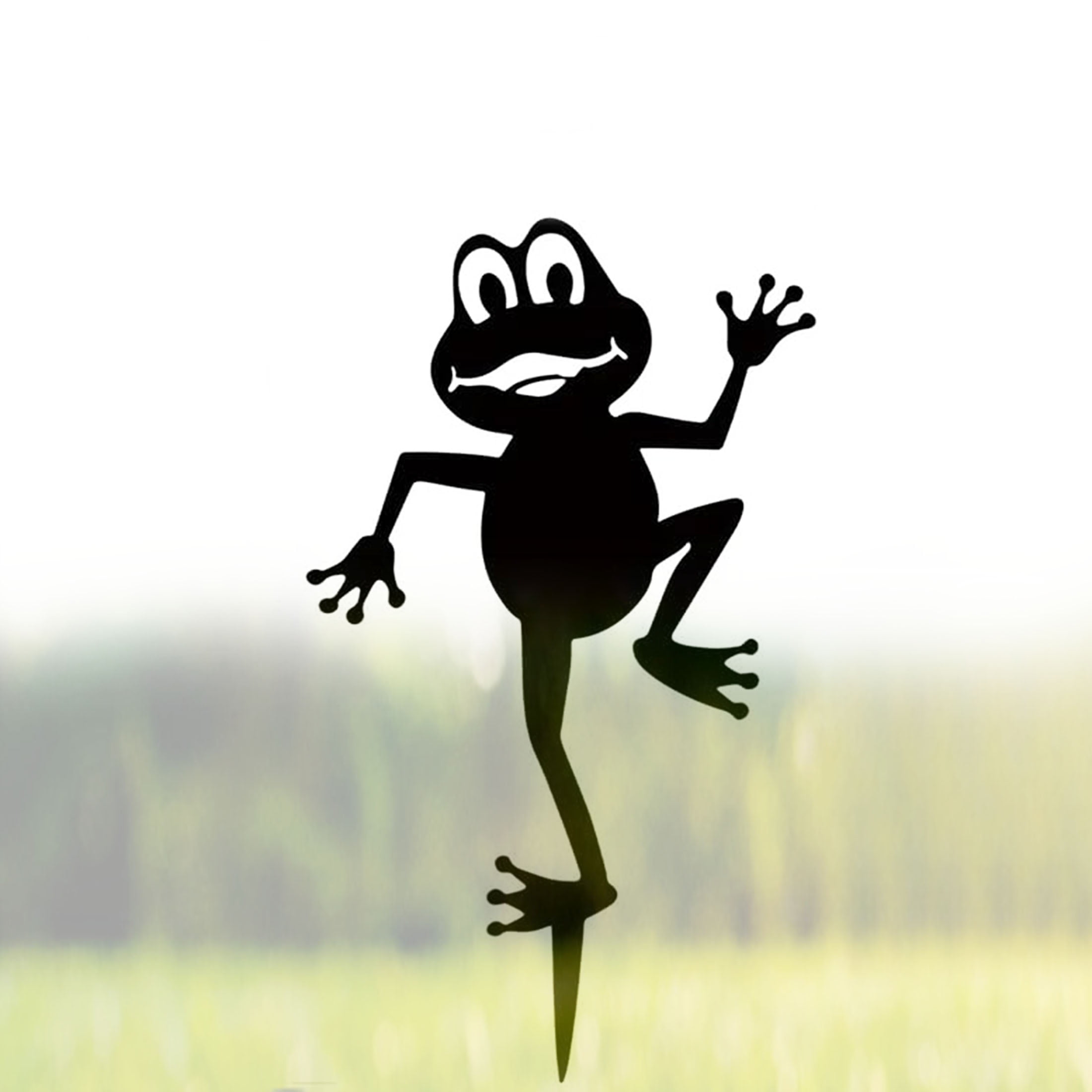 12×6.96 inches Black/Rust Two Optional Metal Frog Silhouette Garden ...