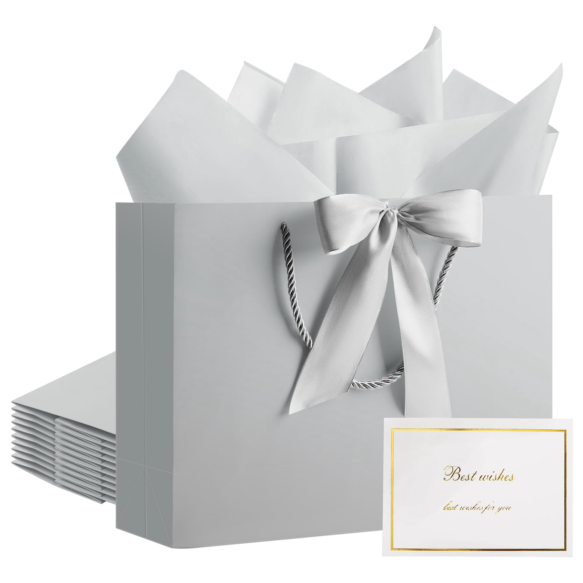 12.6" Gift Bags Bulk, 10 Pcs Gift Bags with 20 Tissue Paper 10 Greeting ...