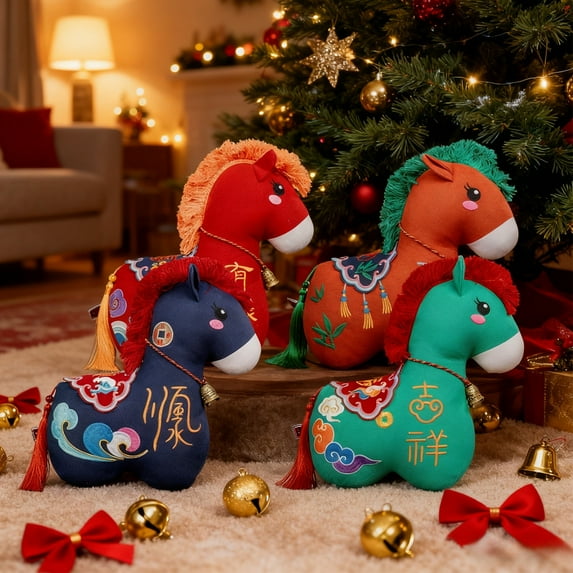 12.6-Inch Cartoon Horse Doll – Cute Festival Plush Toy for 2026 Year of ...