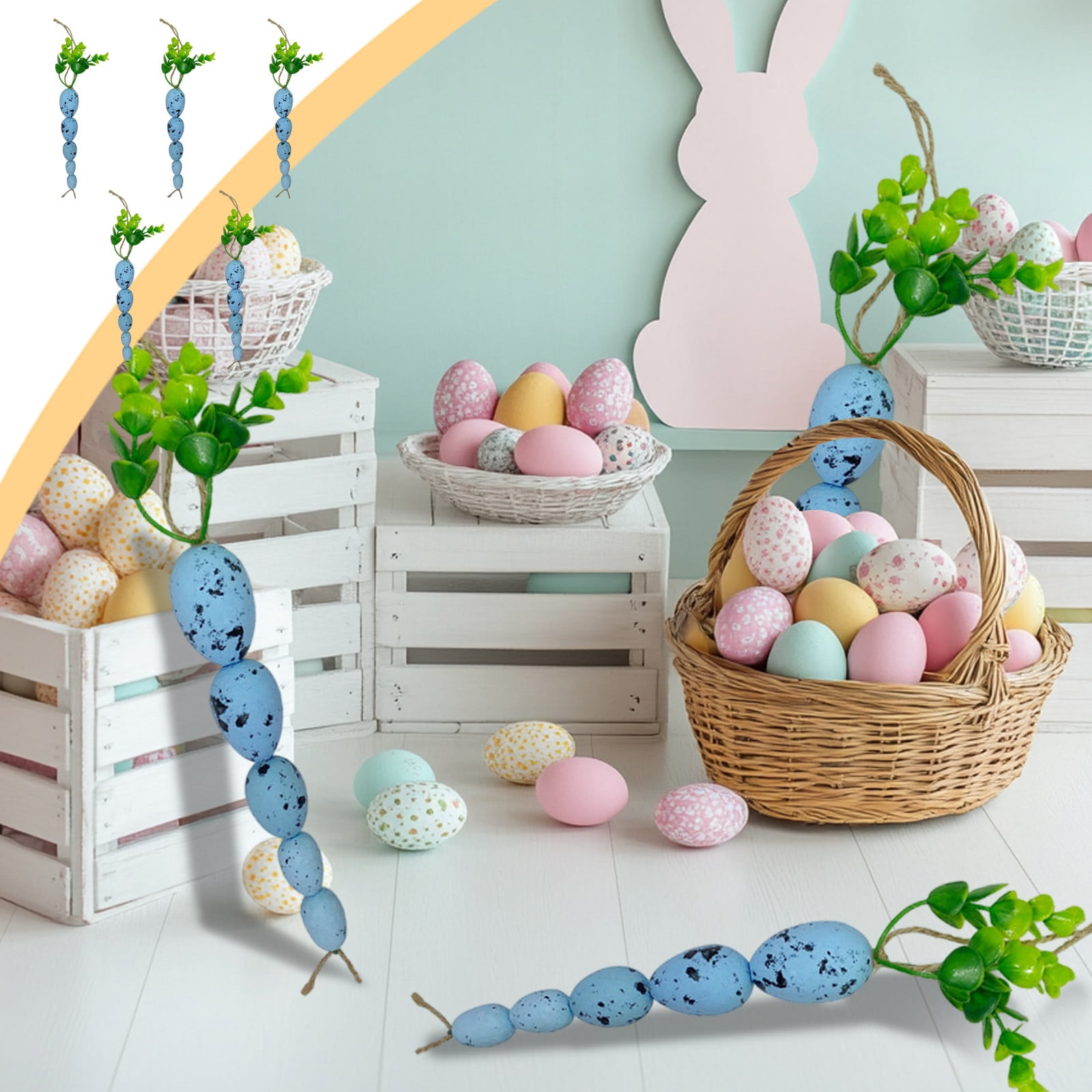 12.6 Inch Easter Carrot Hanging Ornaments, 5Pcs with Foam Eggs ...