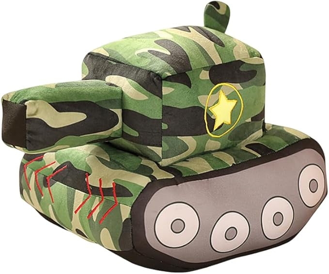 12.6" Military Tank Plush Toy - Cute Cartoon Army Tank Stuffed Pillow ...