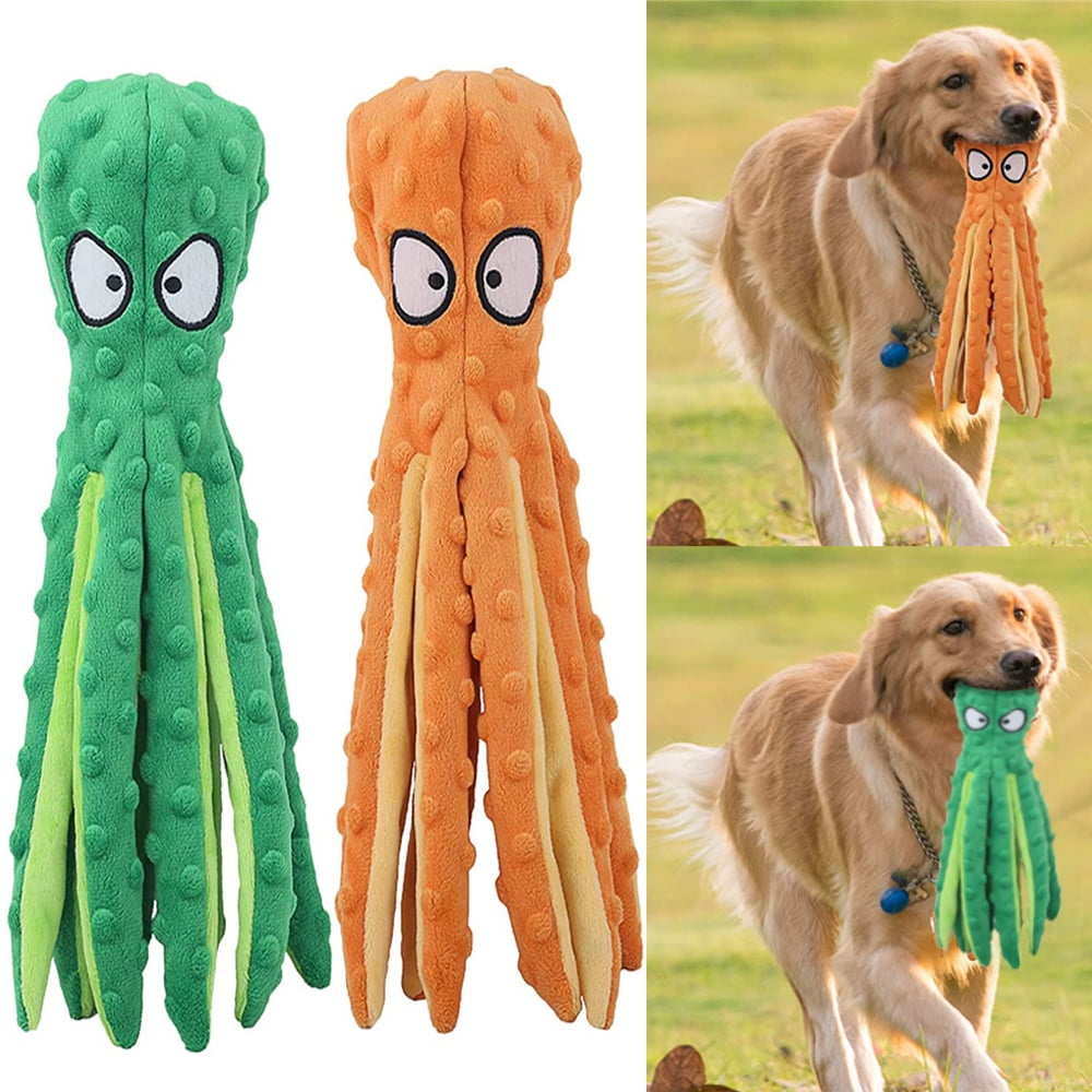 Zivmin Octopus Dog Squeaky Toys, 12.6" No Stuffing Crinkle Plush Chew ...