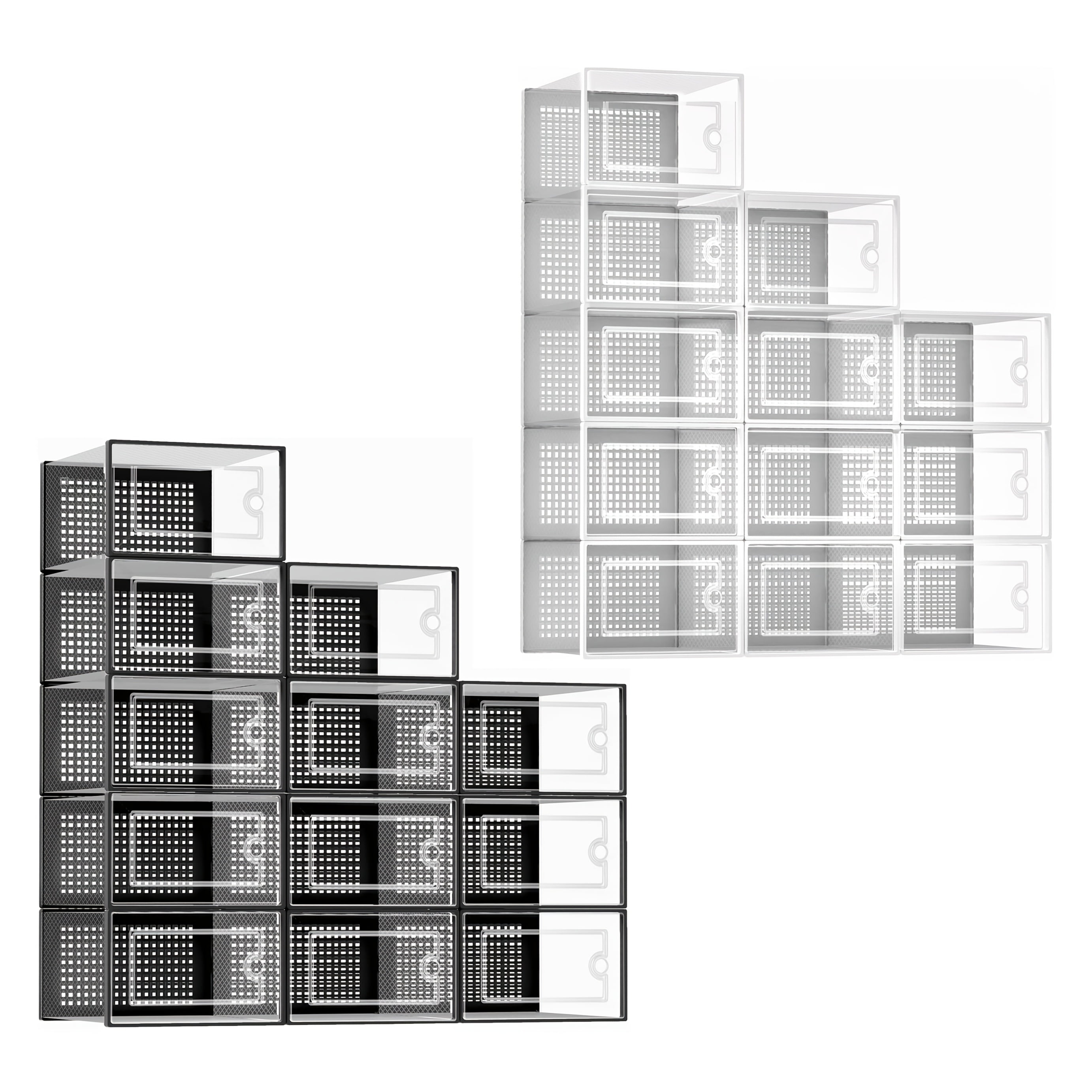 12/6 Pack Small Clear Plastic Stackable Storage Boxes With Lids, Shoe ...