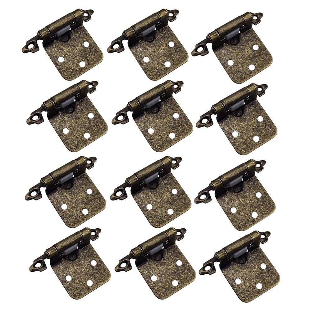 12 (6 Pairs) Antique Brass Self-Closing Cabinet Hinge for Kitchen with ...