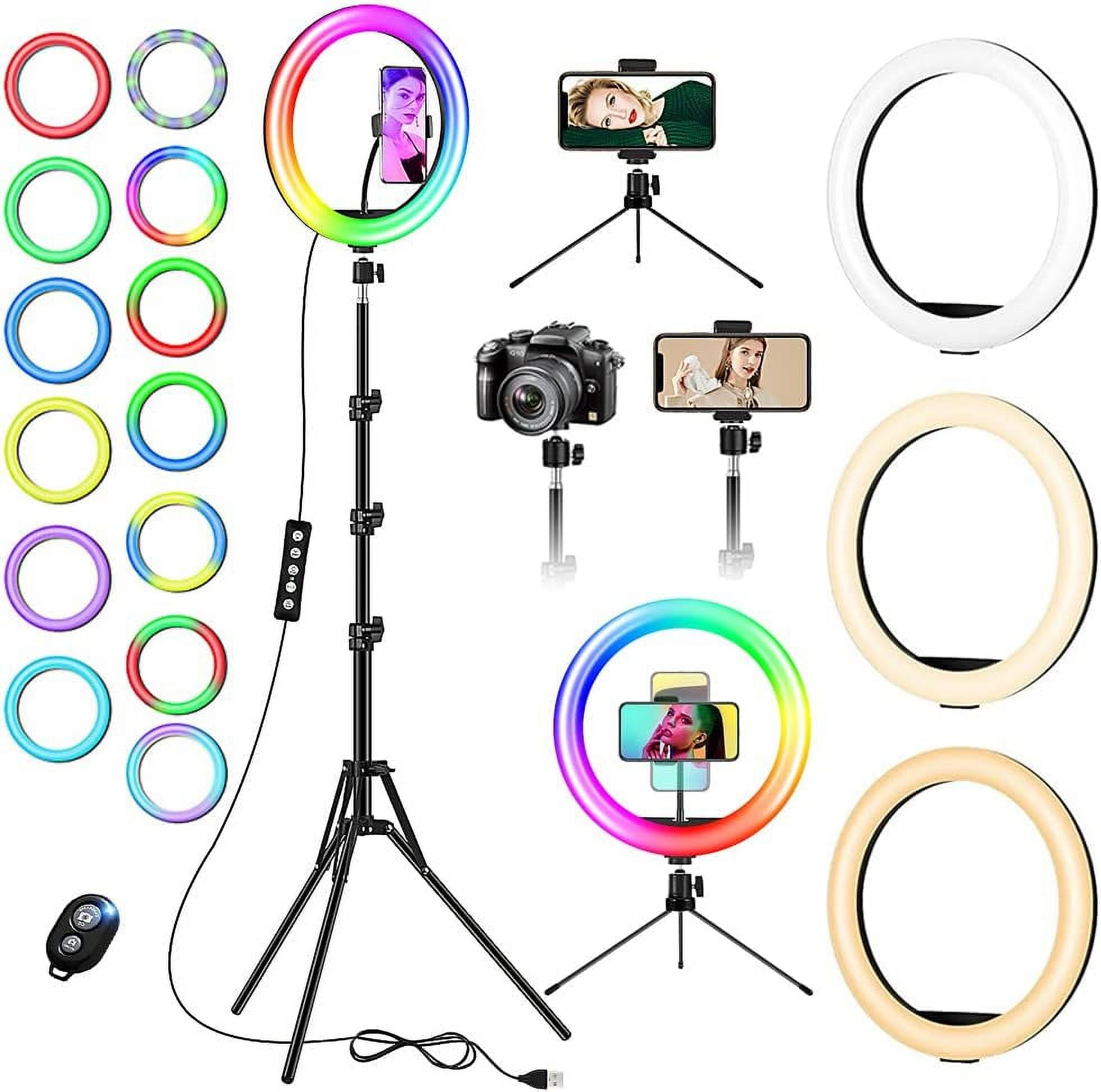 12.6'' Ring Light With 74'' Large Tripod, Led Ring Light With 20 Rgb Mode 13 Levels, Photo Ring ...