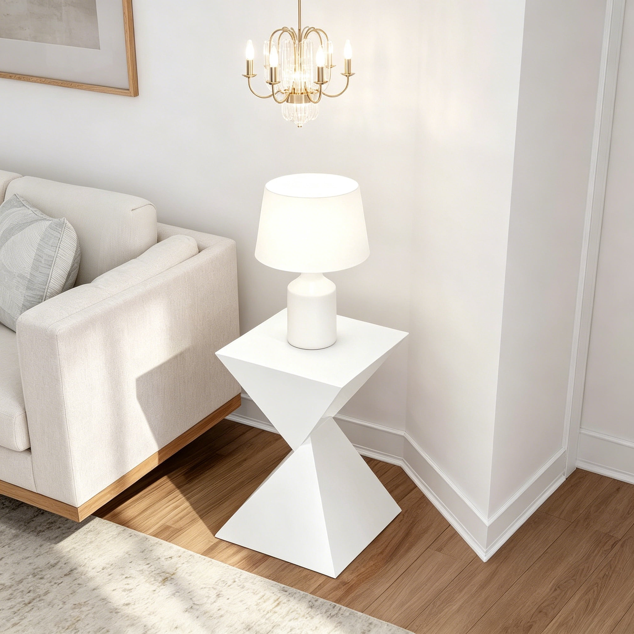 12.6"White Acrylic Side Table,Small End Table for Small Spaces, Modern ...
