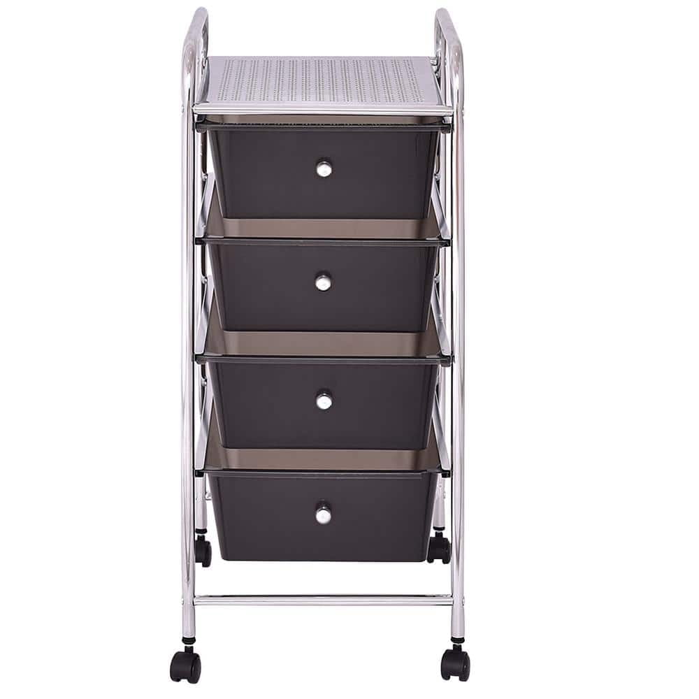 12.6 in. W x 30 in. H Black Pull-Out Plastic 4-Drawer Rolling Storage ...
