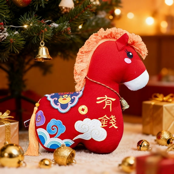 12.6 inch Chinese New Year Horse Plush Ornaments 2026 Spring Festival ...