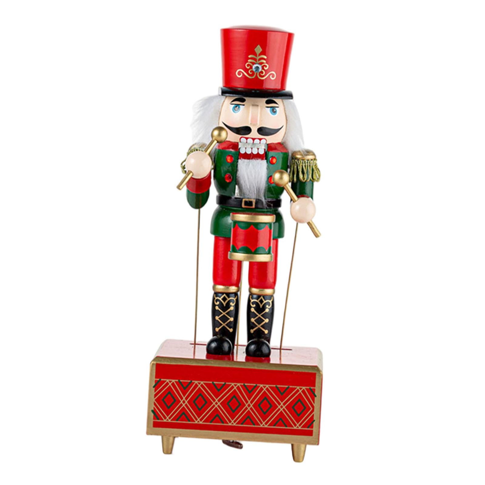 12.6 inch Wooden Nutcracker Music Box Figures Ornaments Clockwork Toy ...