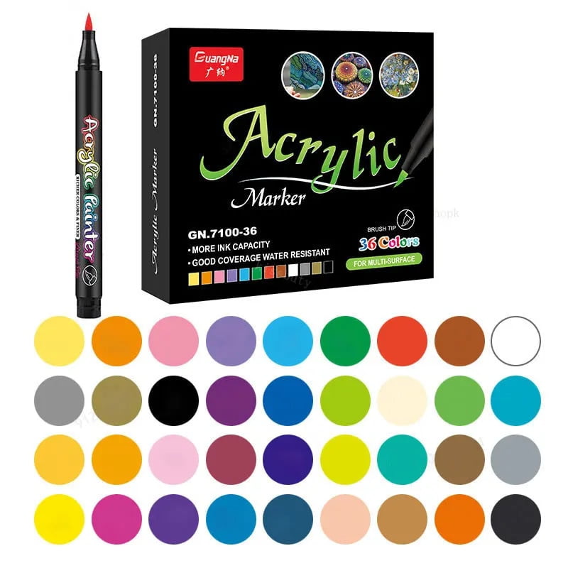 12-60 Colors Acrylic Paint Brush pen Art Marker Soft Tip Pen for ...