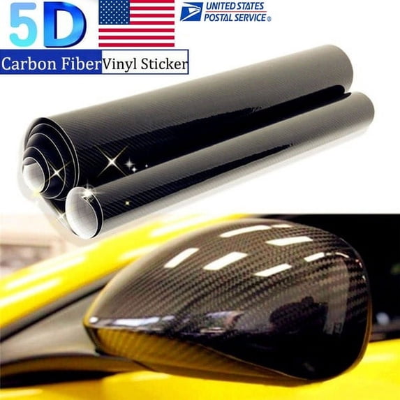 12*60 inch 7D Accessories Glossy Carbon Fiber Vinyl Film Car Interior ...
