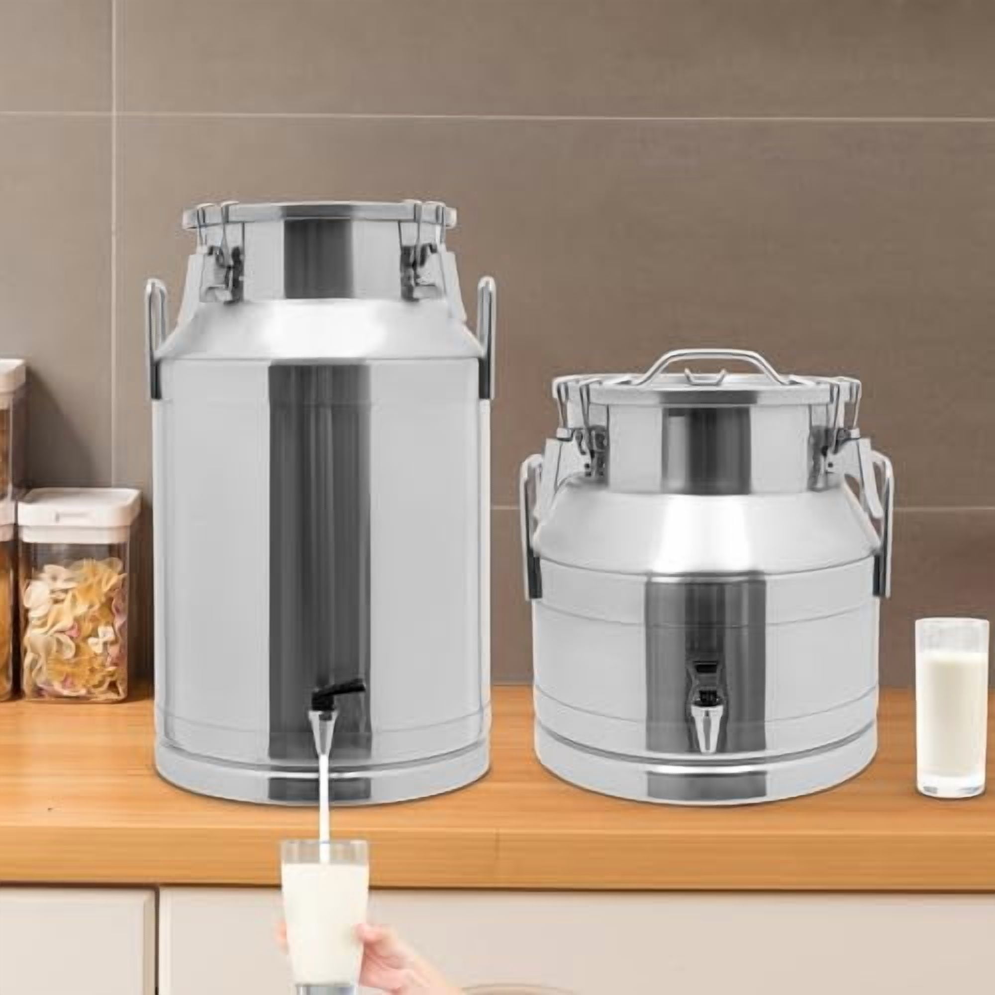 12-60L Stainless Steel Milk Can with Spigot, Water Beverage Drink ...