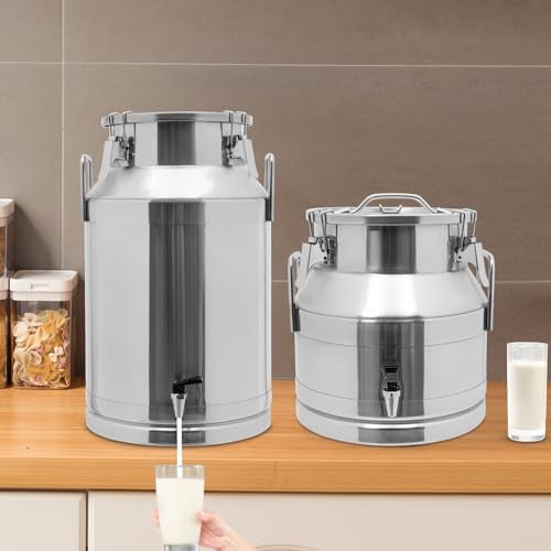 12-60L Stainless Steel Milk Can with Spigot, Water Beverage Drink ...