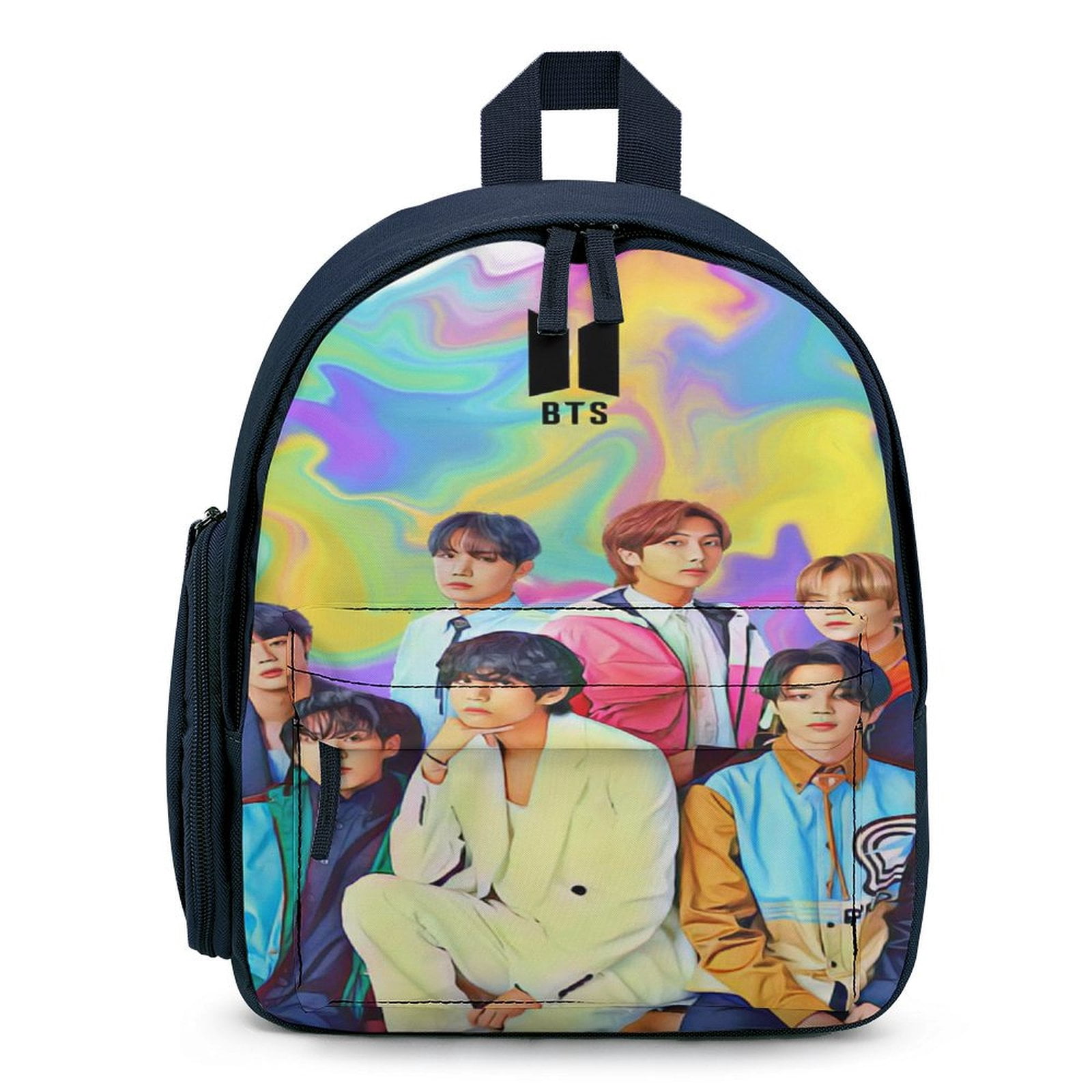 12.6In BTS Backpack Cartoon Small Backpack with Front Pocket Travel ...