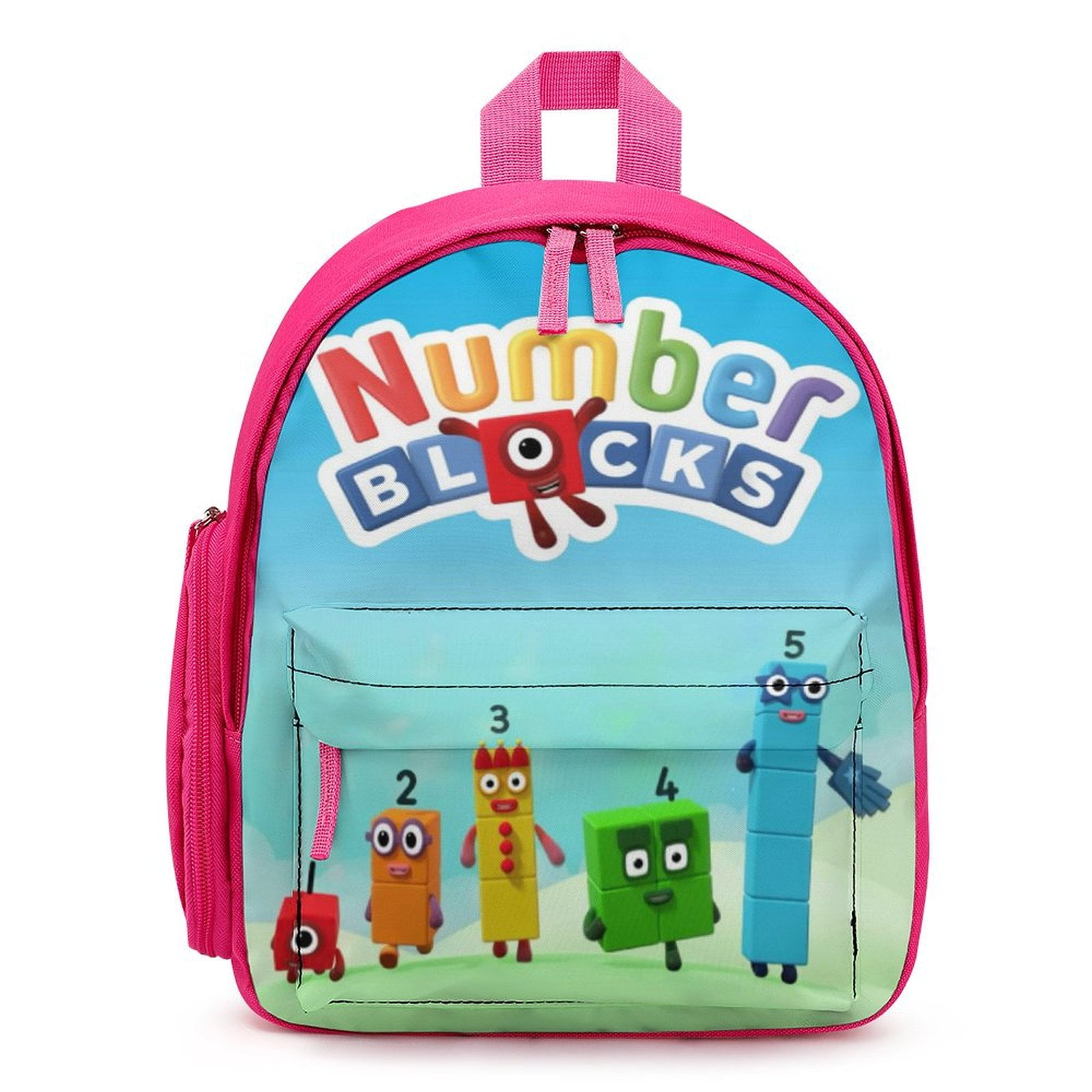 12.6In Number Block Backpack Cartoon Small Backpack with Front Pocket ...