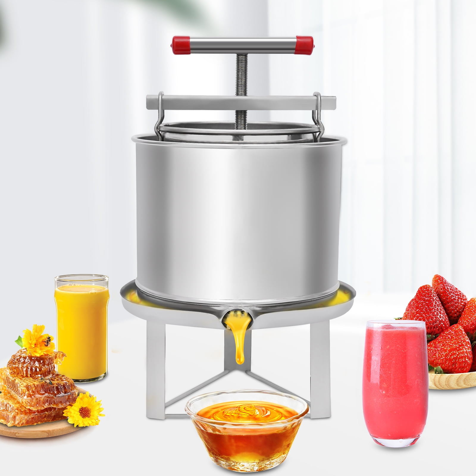 12.6L Manual Bee Honey Press Extractor Vegetable/Fruit Juicer Stainless ...