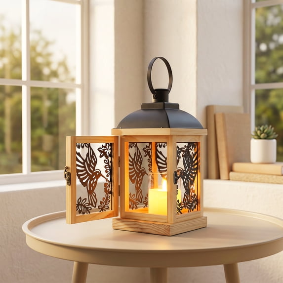 12.6in Wooden Candle Warmer Lamp Indoor - Rustic Pine Wood Farmhouse ...