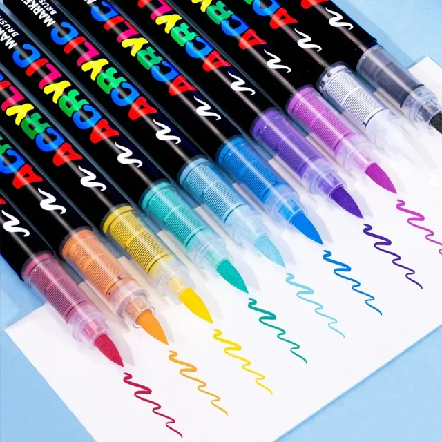 12/72 Color Straight Liquid Acrylic Mark Pen Soft Head Press Free ...