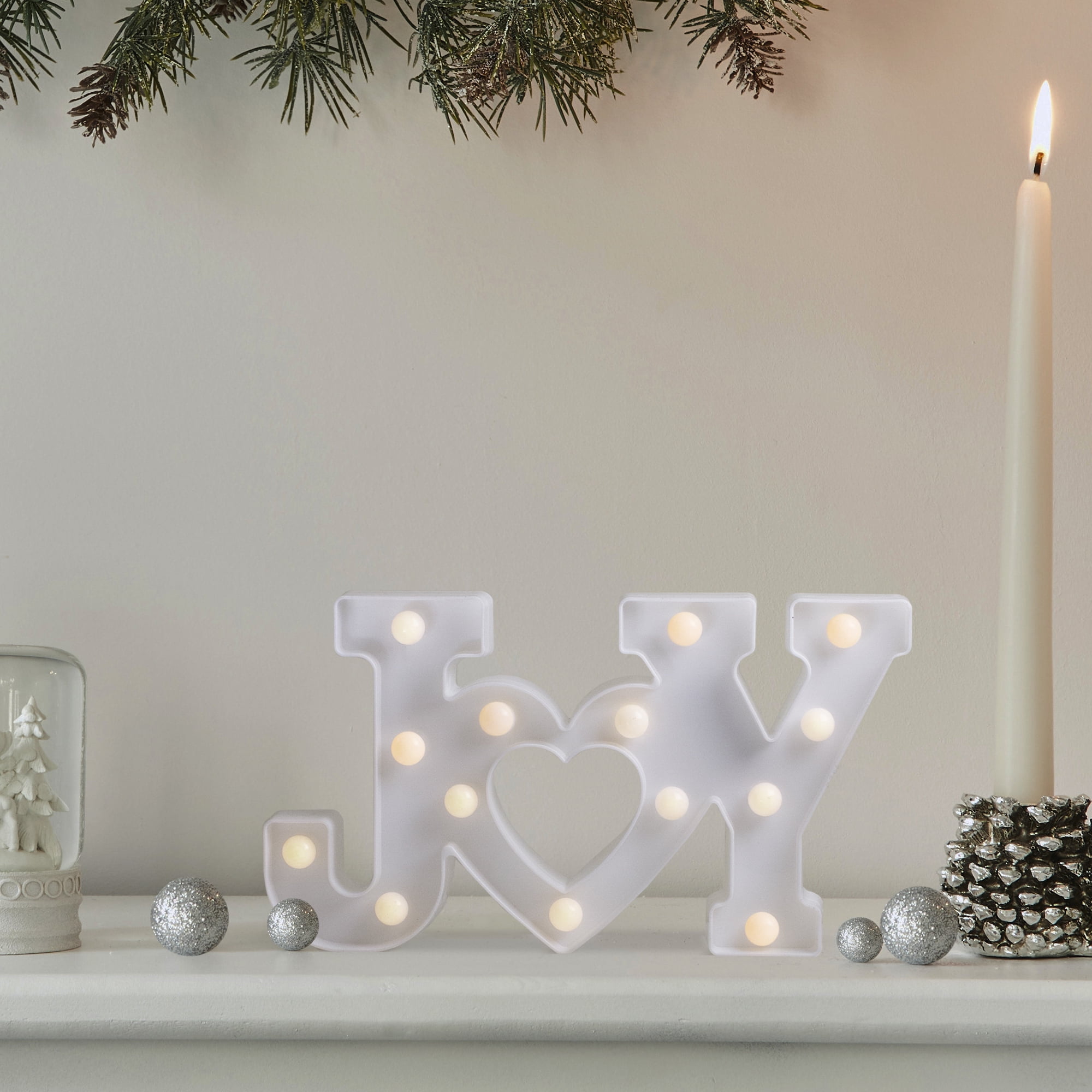 12.75" White "JOY" LED Christmas Marquee Wall Sign - Walmart.com