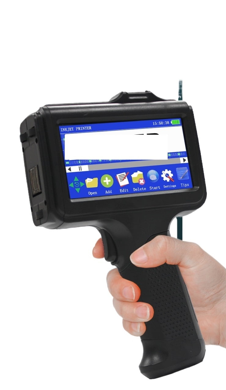 12.7mm Black Handheld Inkjet Printer Portable Printer QR Bar Batch Code ...