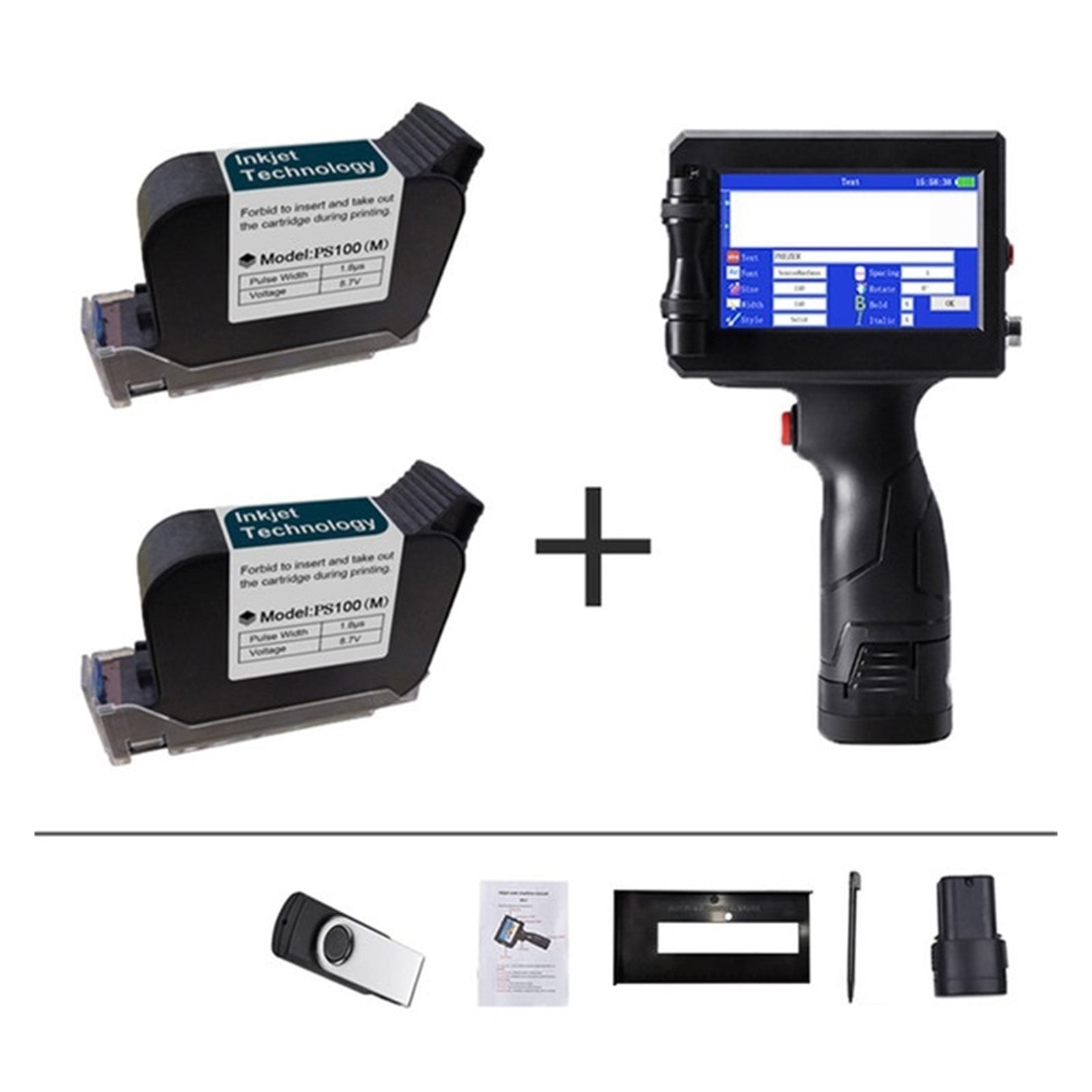 12.7mm Label Printer , QR Strip Batch Code Number Logo Handheld Inkjet ...