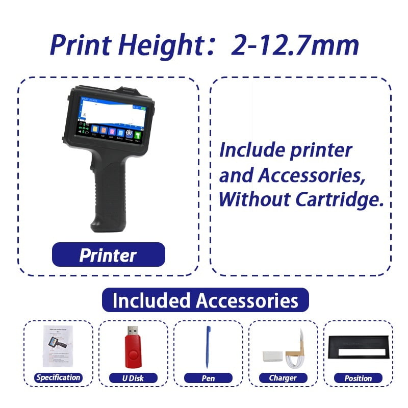12.7mm Multi-Color Portable Handheld Printer Fully Closed Body Text QR ...